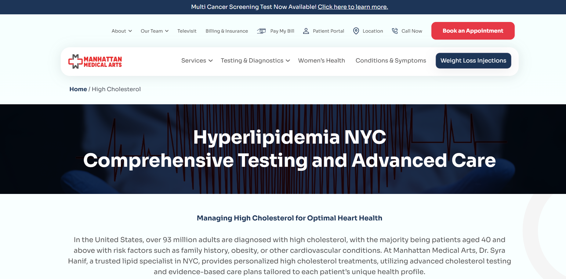 Hyperlipidemia Specialist NYC | Advanced Cholesterol Testing